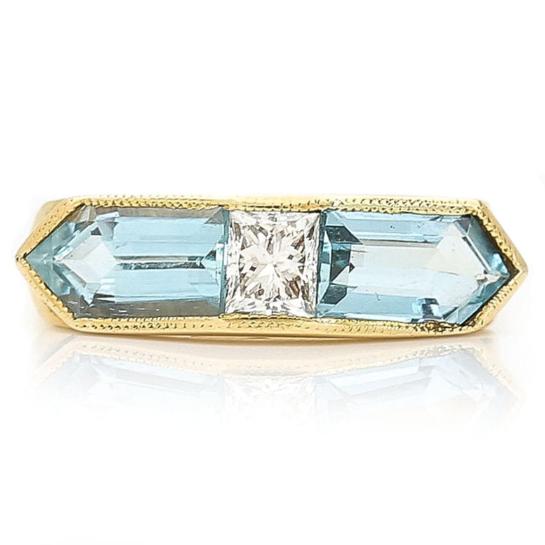 Vintage Trapeze Aquamarine and Radiant Diamond Ring – Jewellery Discovery