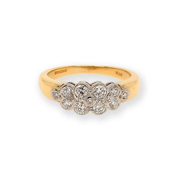 Collet Diamond Cluster Ring in 18ct Yellow Gold, 0.45 carats ...