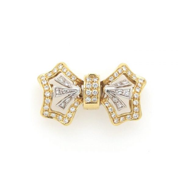Diamond Set Bow Clasp Brooch in 18ct Yellow and White Gold – Jewellery ...