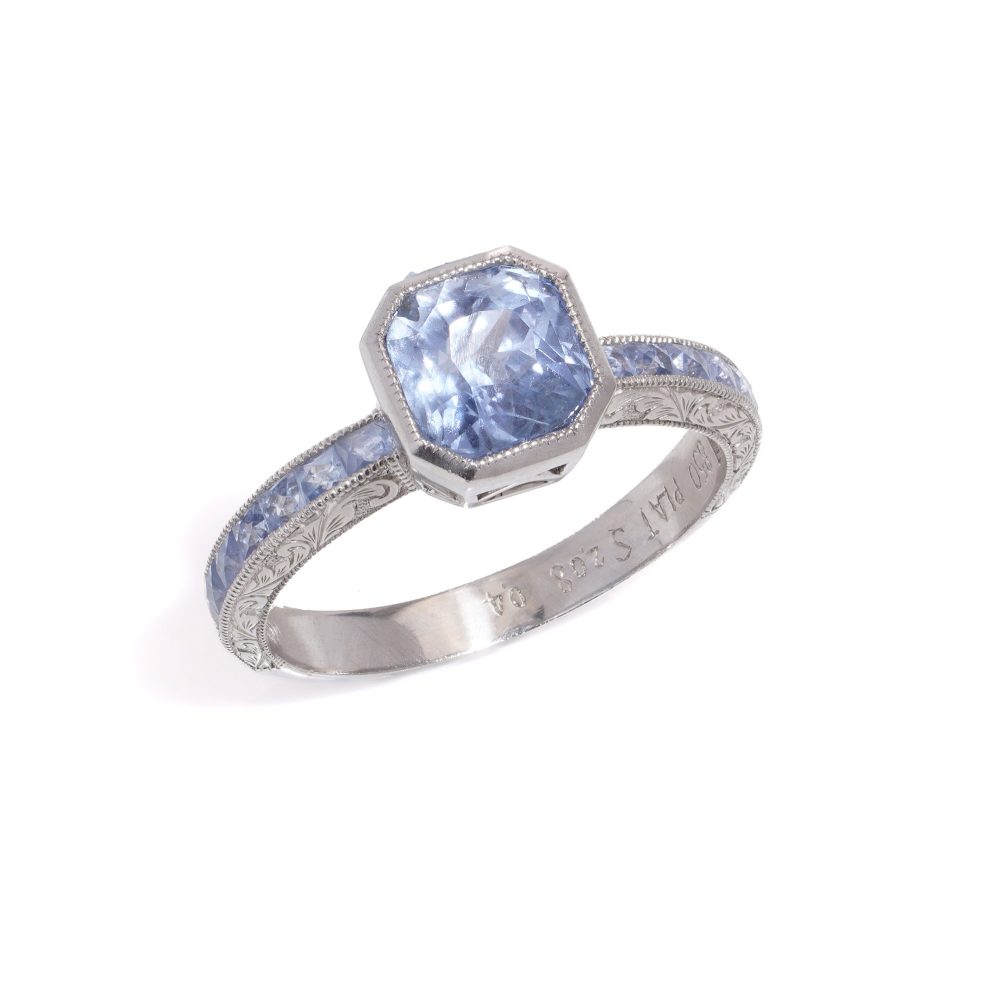 JoAq 850 Platinum Art Deco-Inspired Ceylon 2.08 Carat Sapphire Ring ...