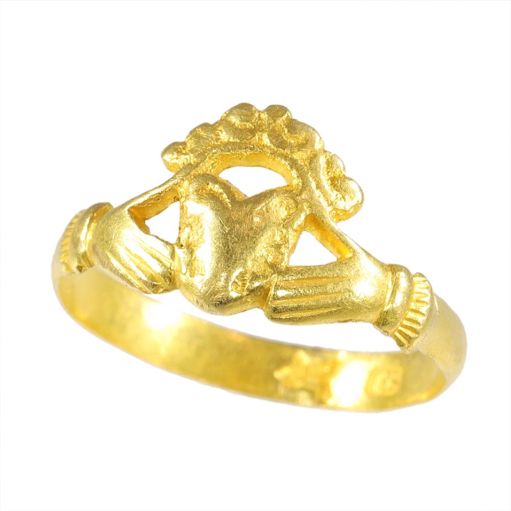 Antique Dutch 17th Century Gold Claddagh Ring, Circa 1670