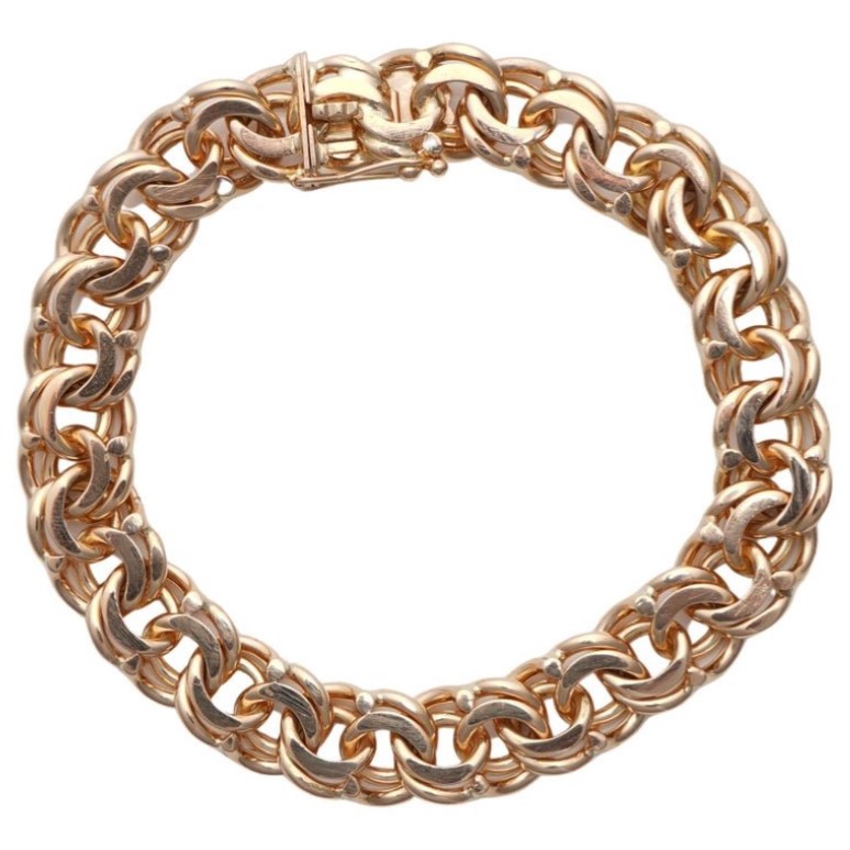 Vintage 18ct Rose Gold Bismark Link Curb Chain Bracelet – Jewellery ...