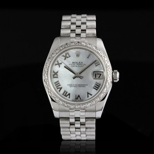 Rolex Lady Datejust Watch with Mother of Pearl Dial and Diamond Bezel ...