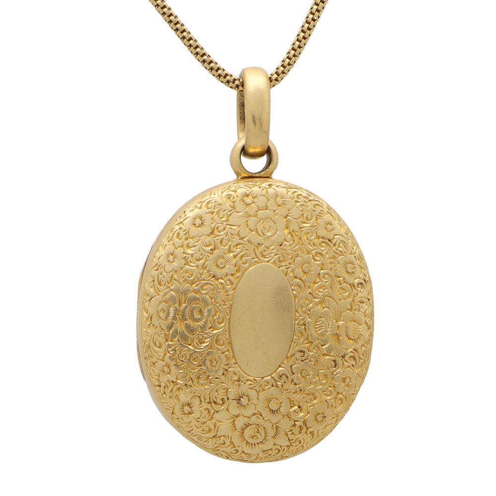 Antique Victorian Floral Gold Double Locket, Circa 1870