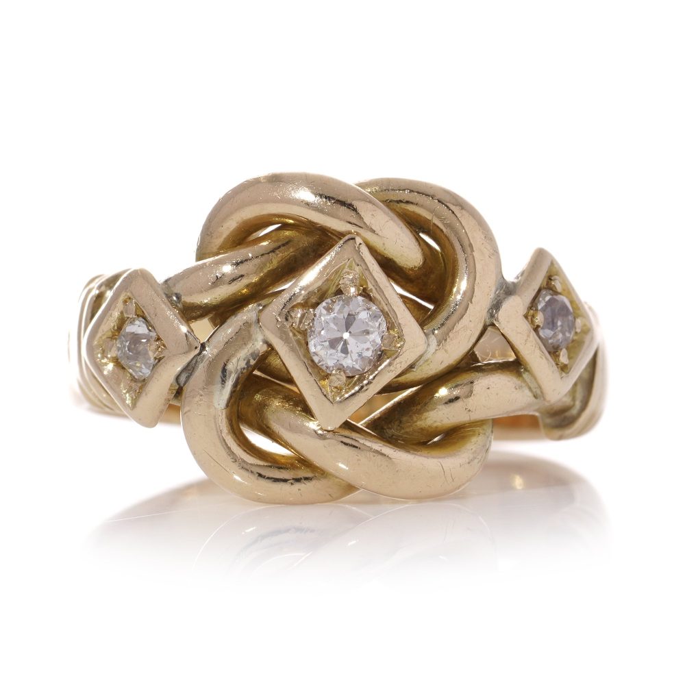 Vintage Knot Design Three-Stone Diamond Ring In 18 Carat Gold ...