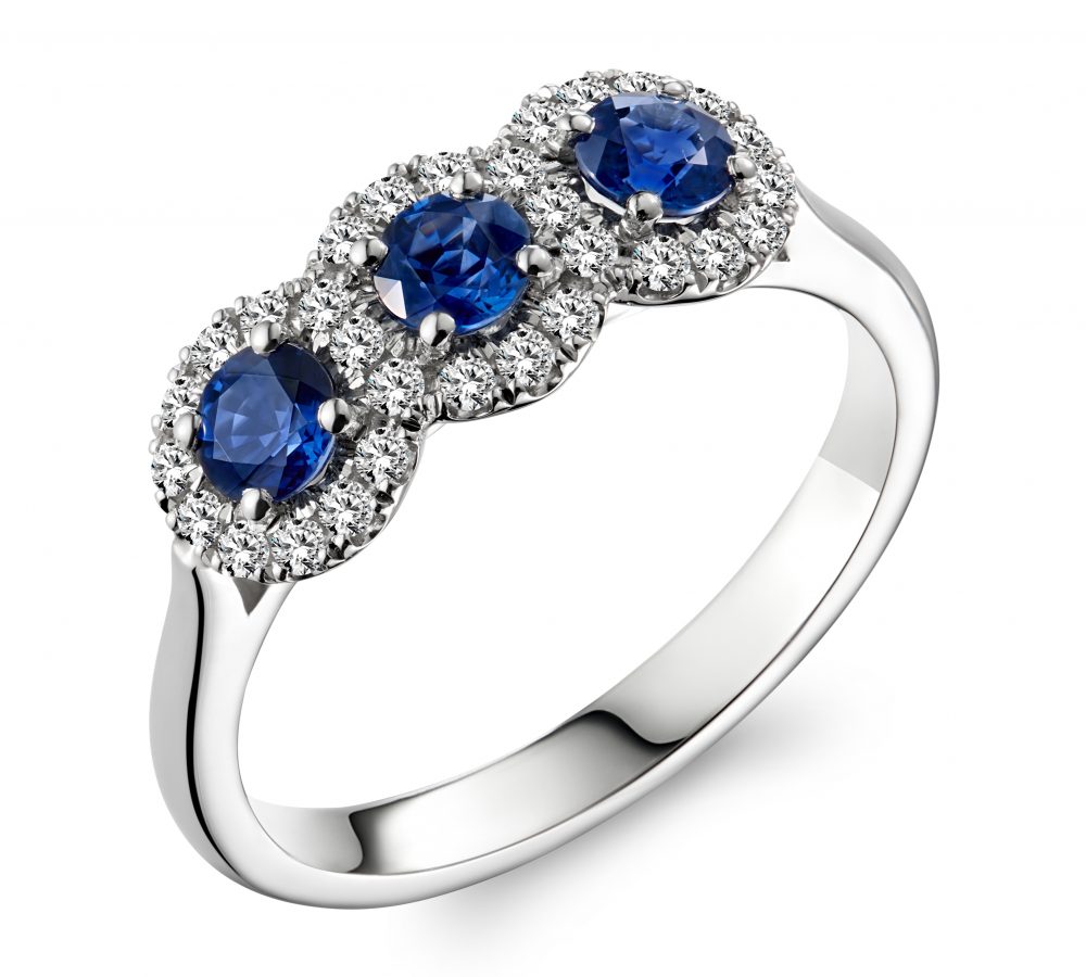 Triple 1.14ct Sapphire and Diamond Cluster Ring – Jewellery Discovery