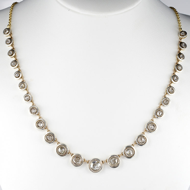 Antique 6.4ct Rose Cut Diamond Target Riviere Necklace – Jewellery ...
