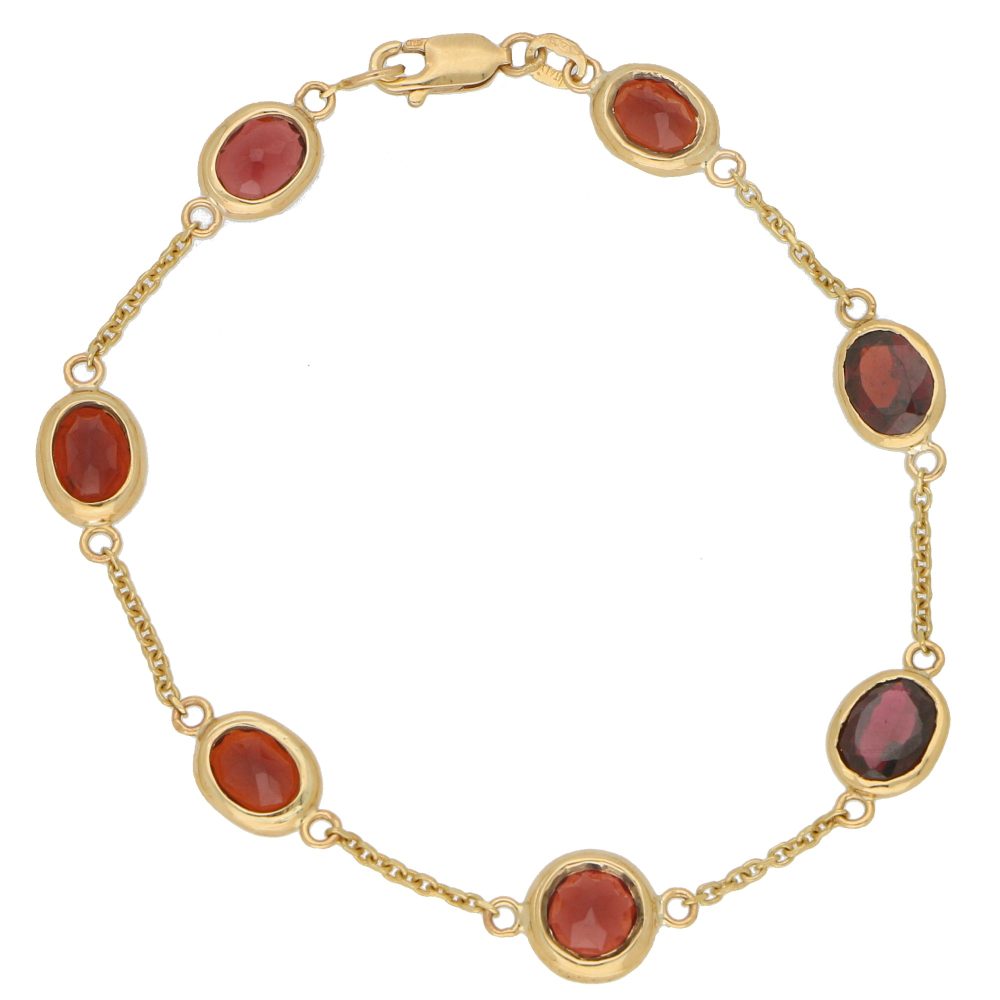 Red Garnet Spectacle Set Bracelet in Yellow Gold – Jewellery Discovery