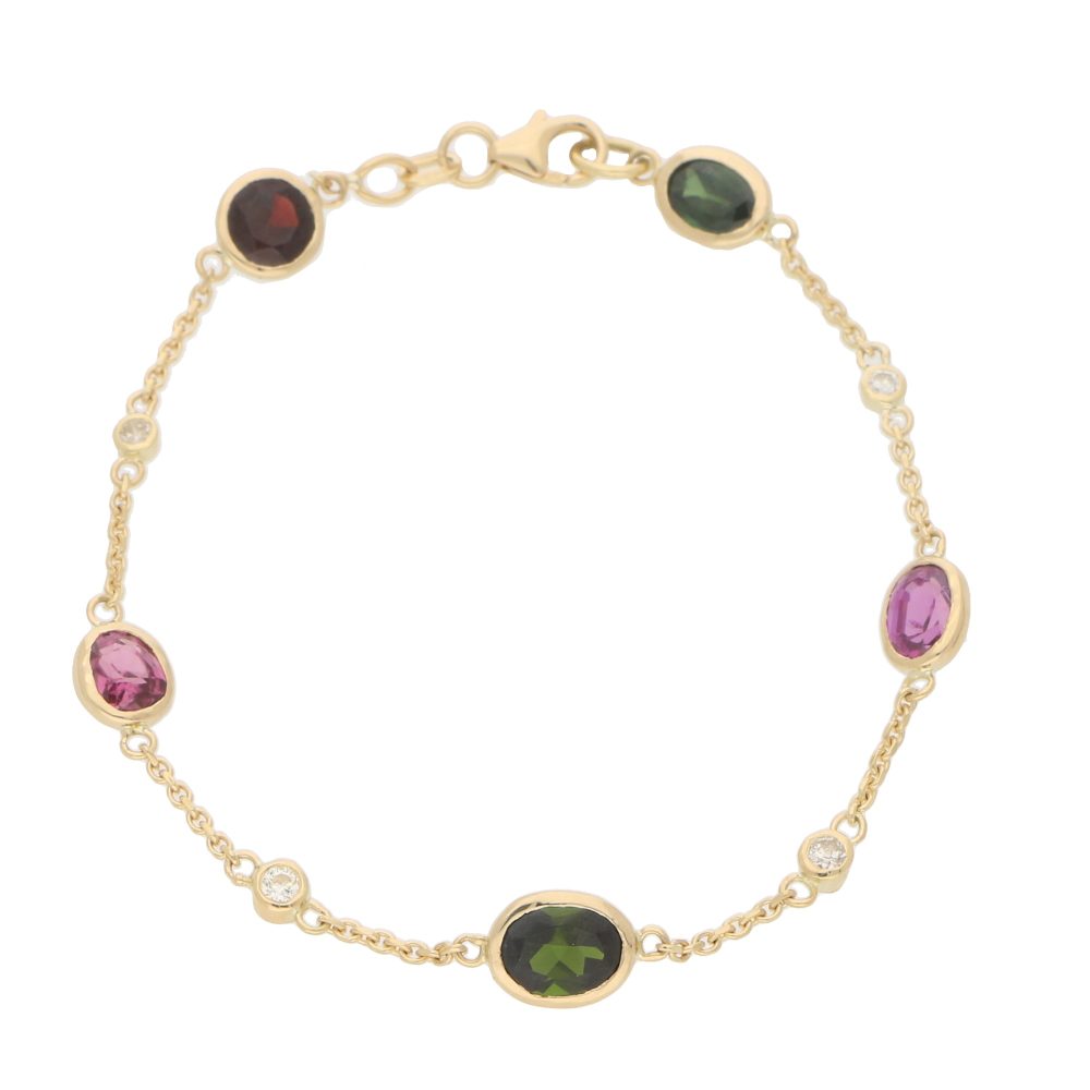 Tourmaline Garnet and Diamond Spectacle Set Bracelet